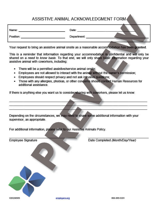 Assistive Animals - Request Approved - California Employers Association