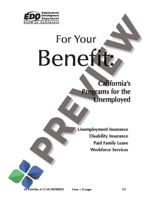EDD For Your Benefit Pamphlet (DE2320) - California Employers Association