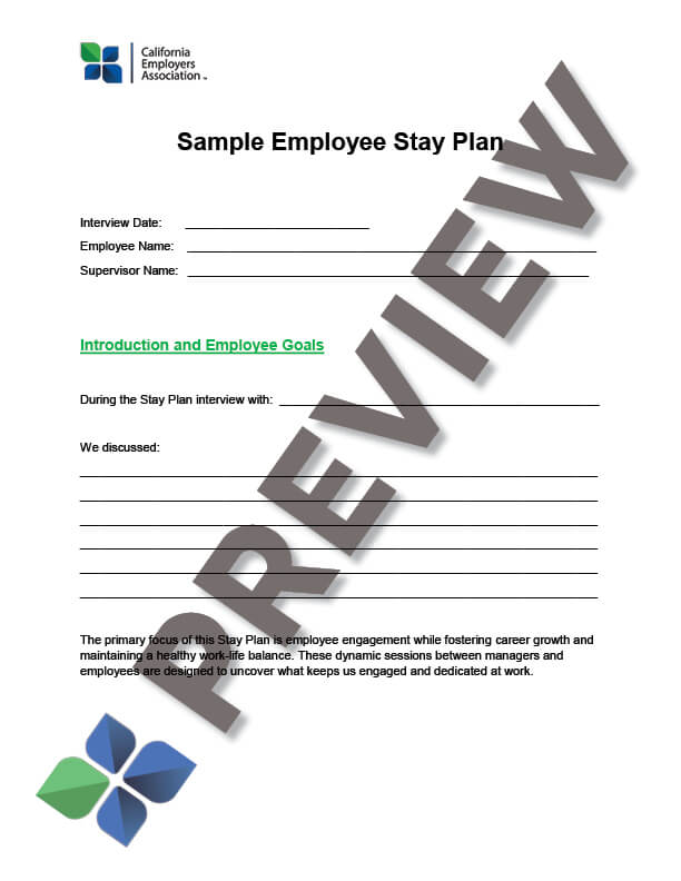 Employee Stay Plan - Example - California Employers Association