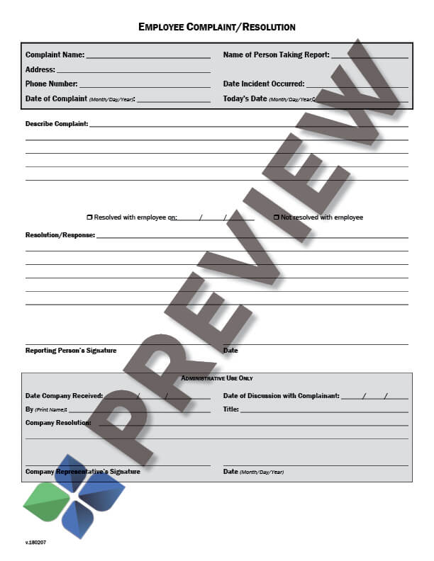 Employee Complaint/Resolution Form - California Employers Association