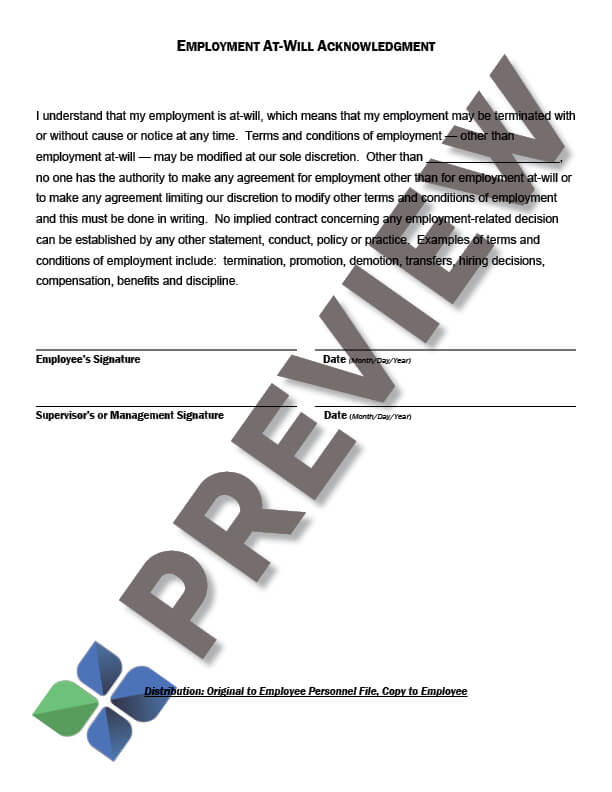 Employment At-Will Acknowledgement Form - California Employers Association