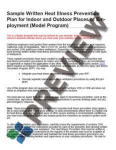 Heat Illness Prevention Cal-OSHA Sample - California Employers Association