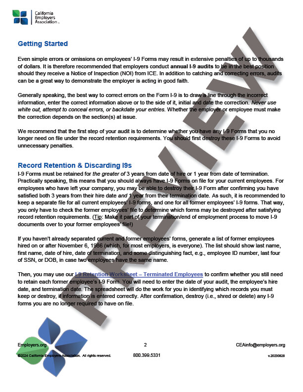 I-9 Self Audit Toolkit - California Employers Association