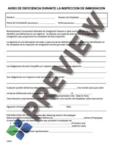 Immigration Inspection Deficiency Notice - Spanish - California ...