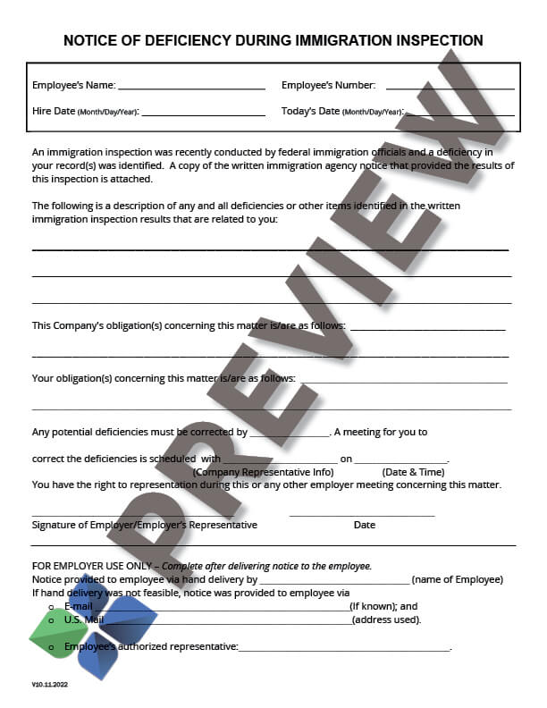 Immigration Inspection Deficiency Notice - California Employers Association