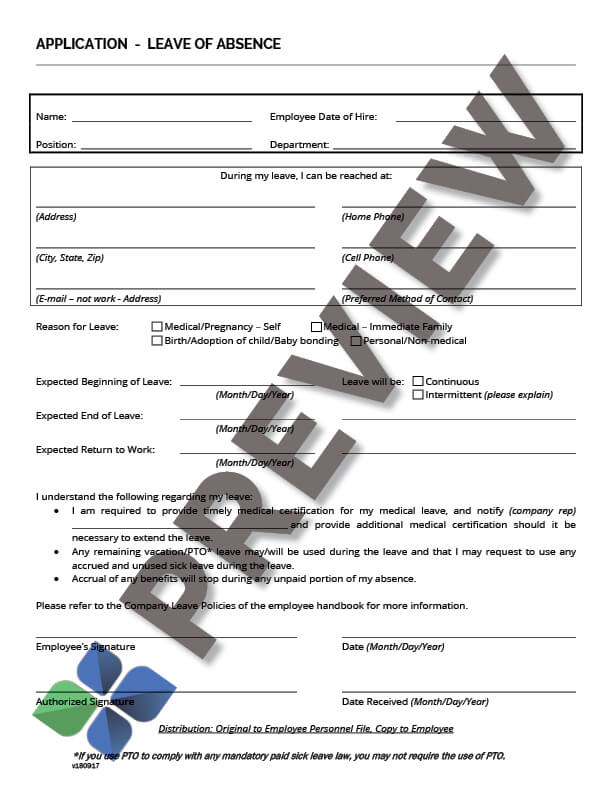 Leave of Absence Application - California Employers Association