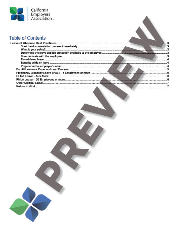 Leaves of Absence Toolkit - California Employers Association