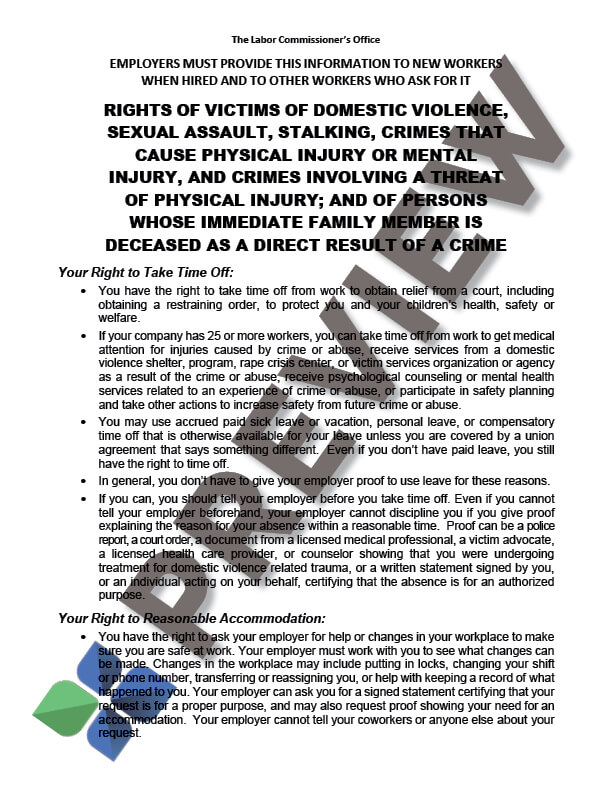 Notice of Rights - Crime Victims - California Employers Association
