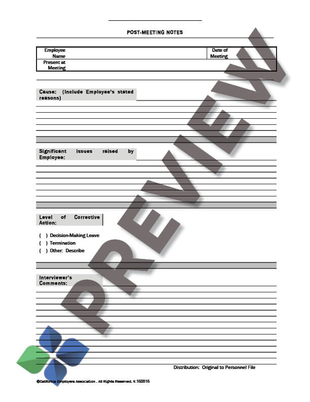 Post Meeting Notes - California Employers Association