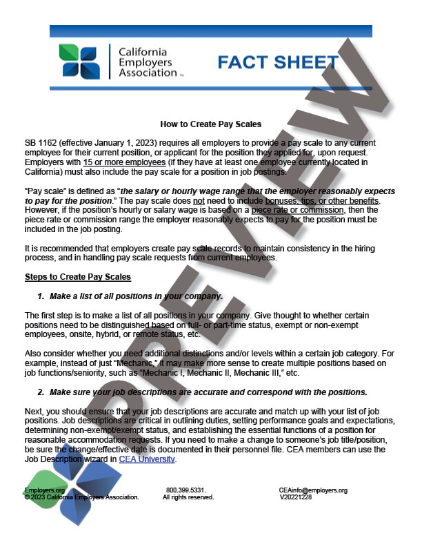 Pay Scale Fact Sheet - California Employers Association