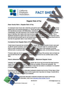 Regular Rate of Pay Fact Sheet - California Employers Association