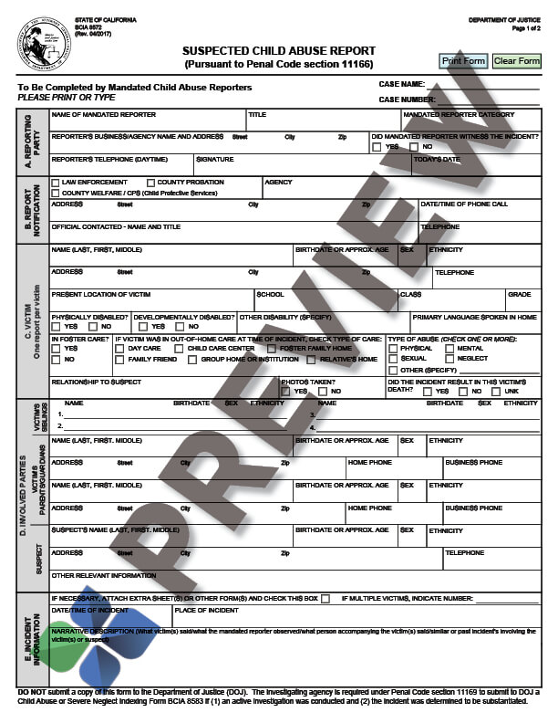 Suspected Child Abuse Report (SCAR) Form - California Employers Association