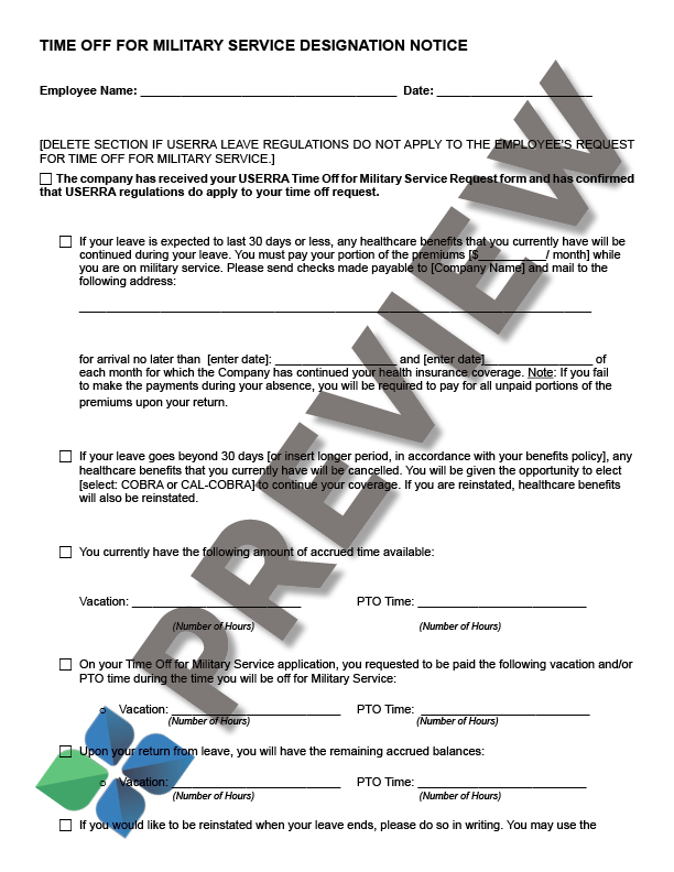 USERRA Designation Notice for Use by Employer - California Employers ...