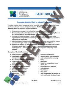Workers' Comp - Providing Modified Duty - Fact Sheet - California ...