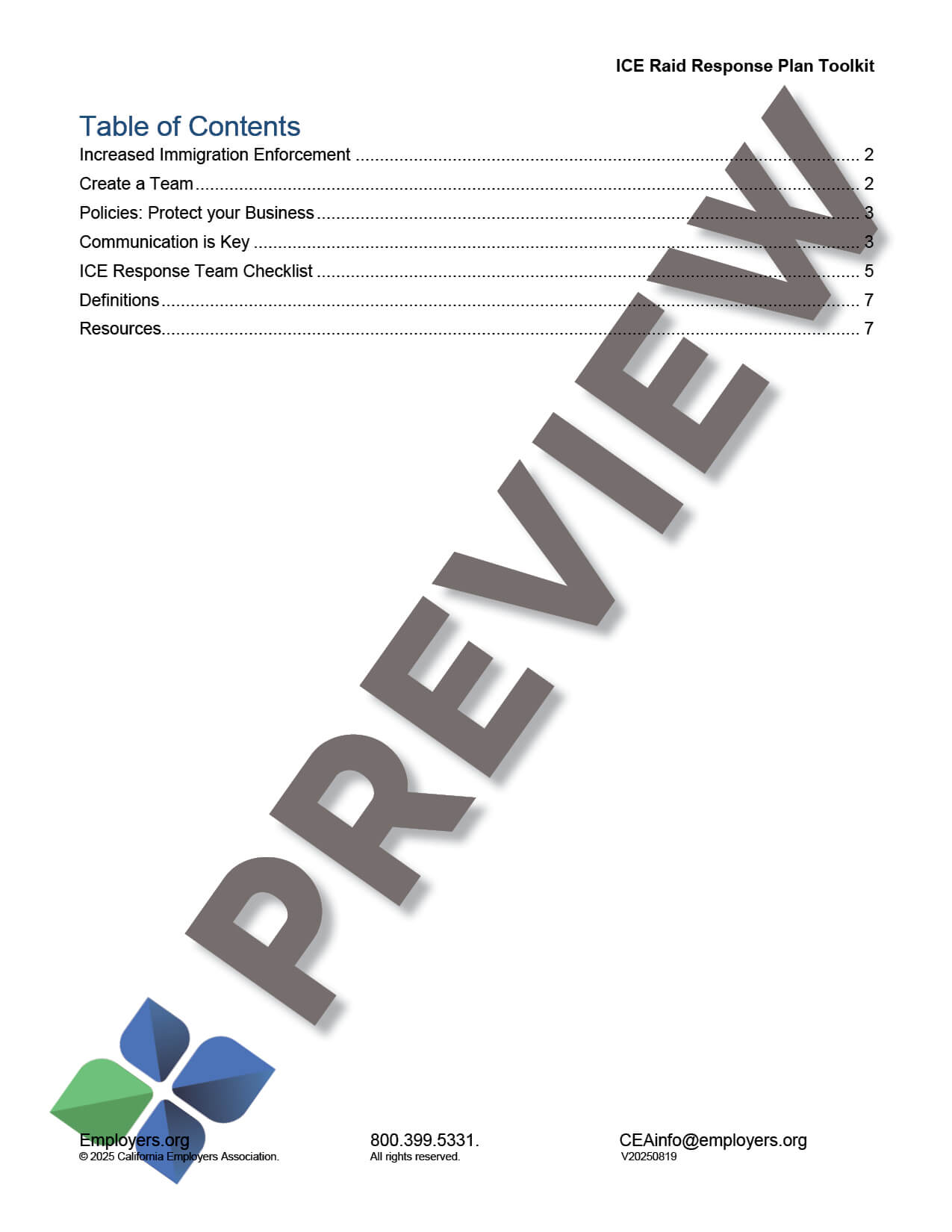 ICE Raid Response Plan Toolkit - California Employers Association