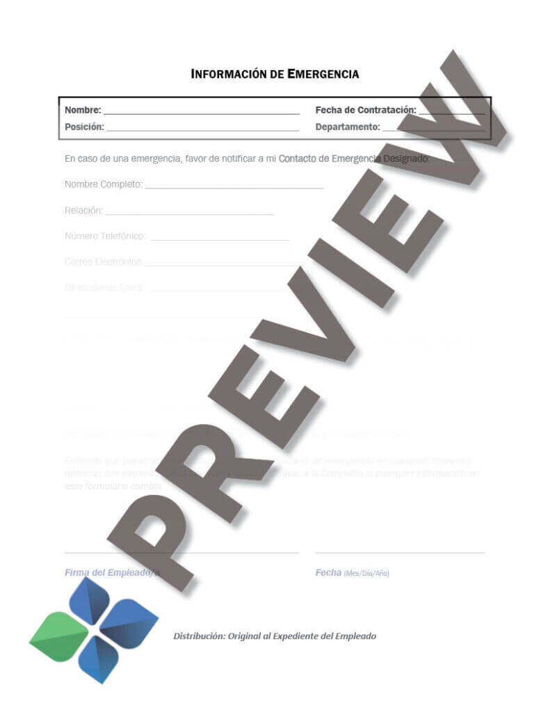 Emergency Contact Form (Spanish) - California Employers Association